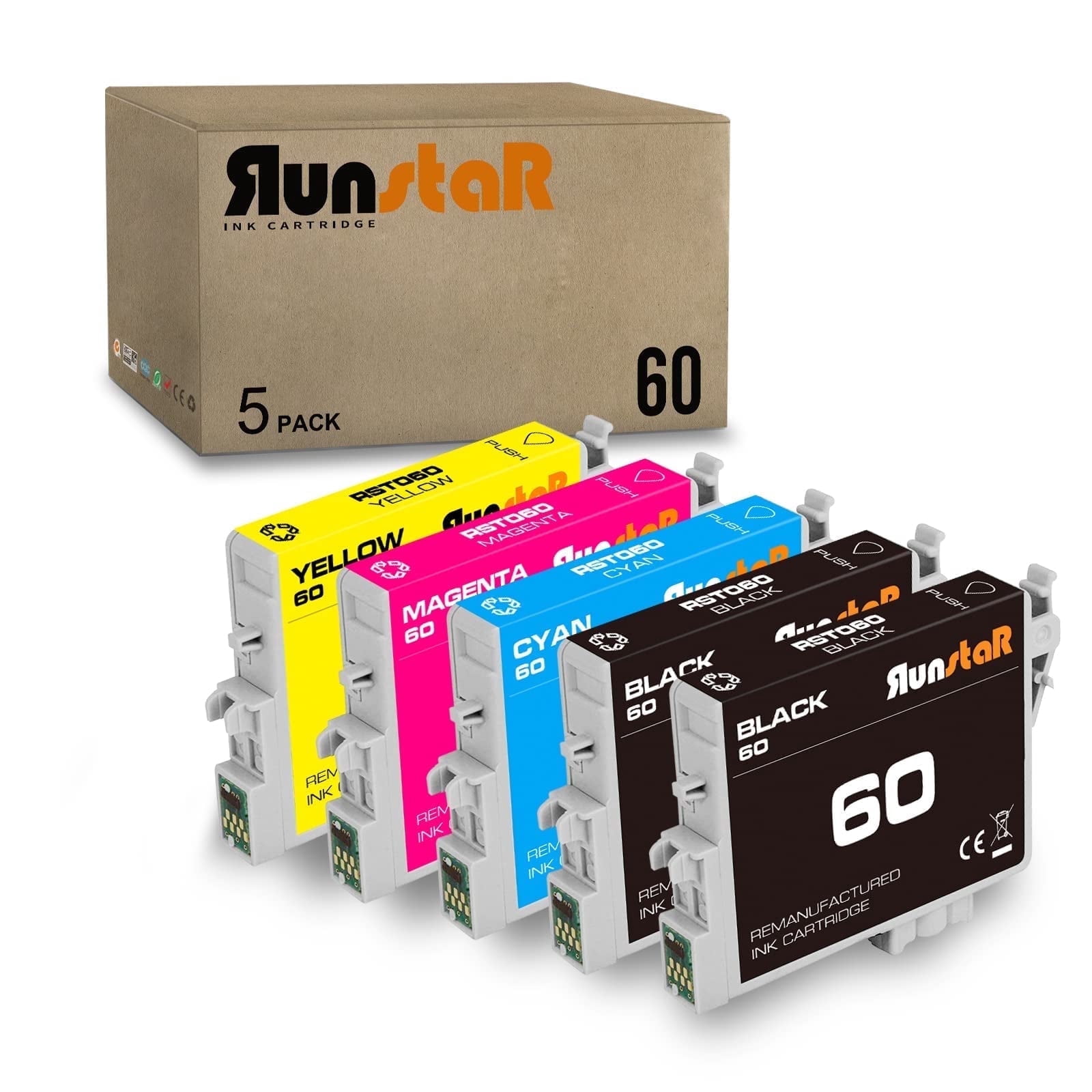 5 Packs T060 Ink Cartridge Replacement for Epson 60 T060 use for Epson ...