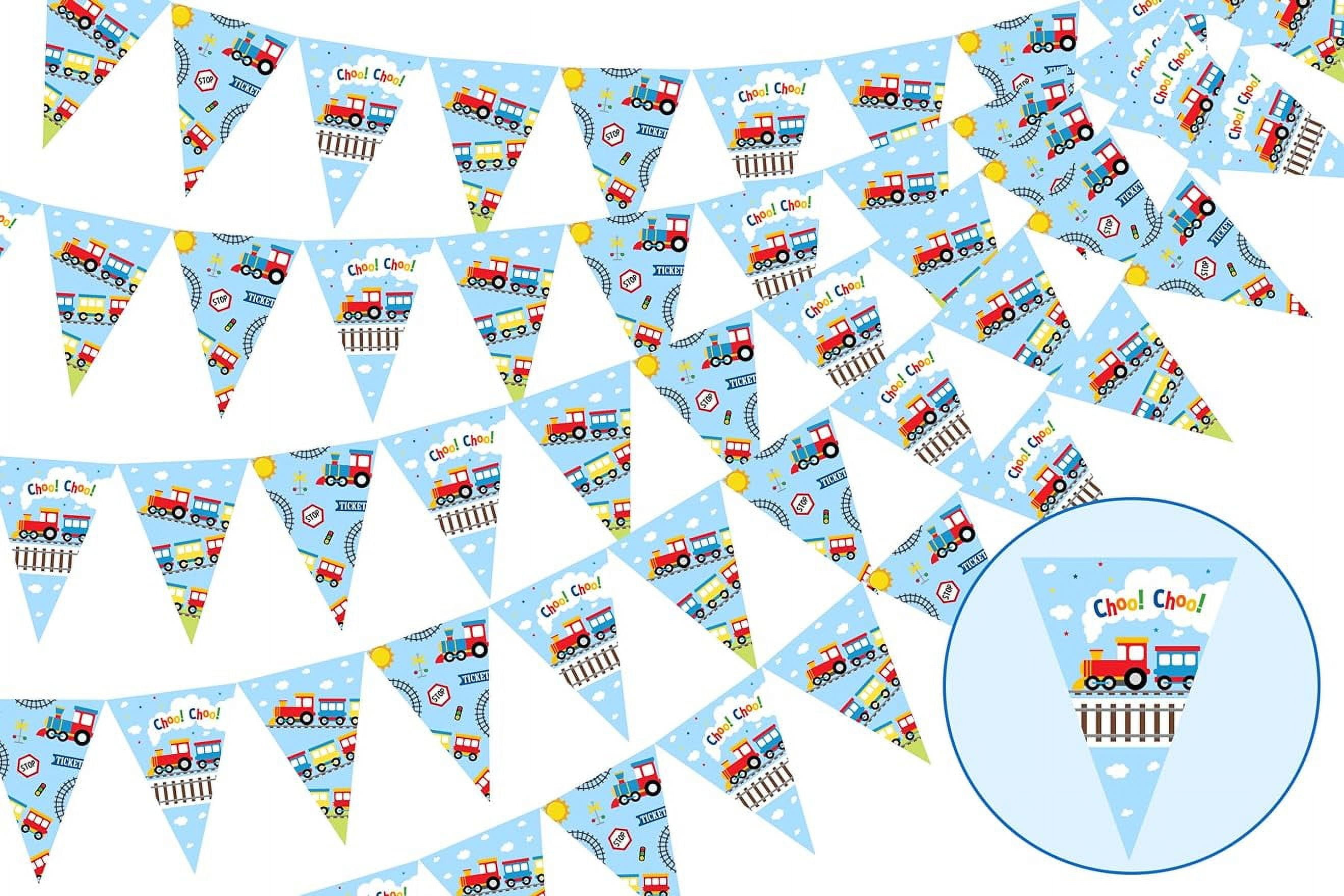 5 Packs Train Themed Pennant Banners, Railroad Sign Train Steam Choo ...