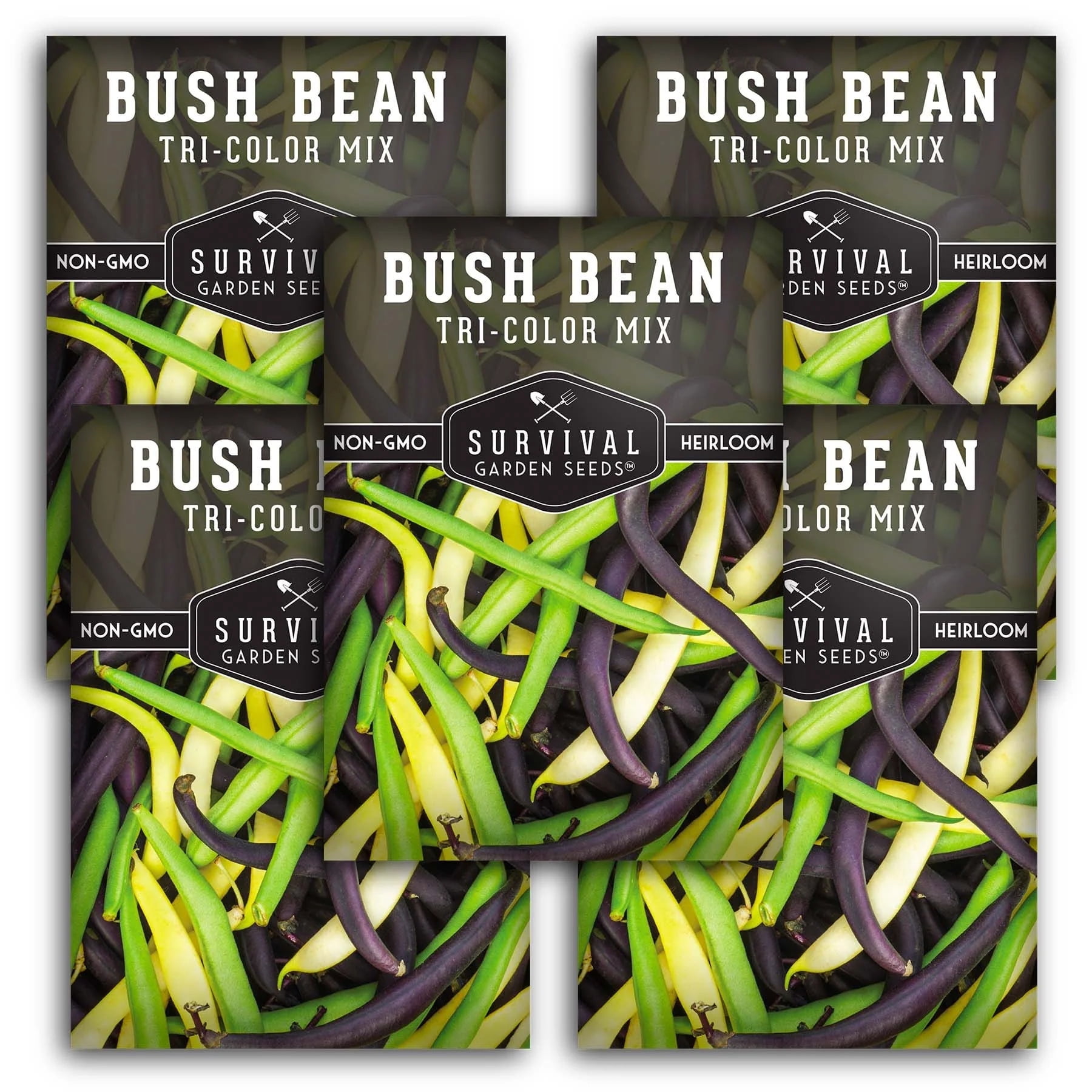 5 packs Tri-Color Mix Bush Bean Seed - Non-GMO Heirloom Full Sun Annual ...