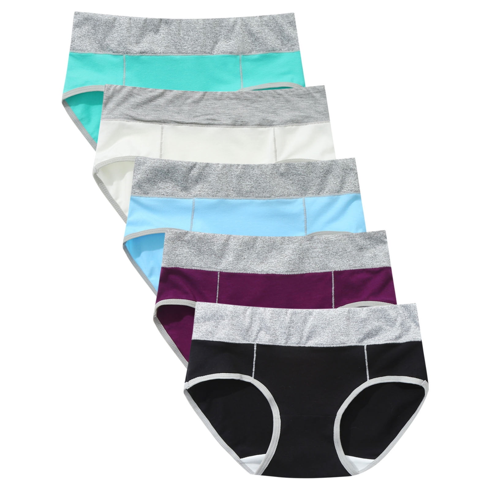 5 Packs Women Cotton Underwear High Waist Panties Ladies Panty Plus Size Briefs Multipack ...