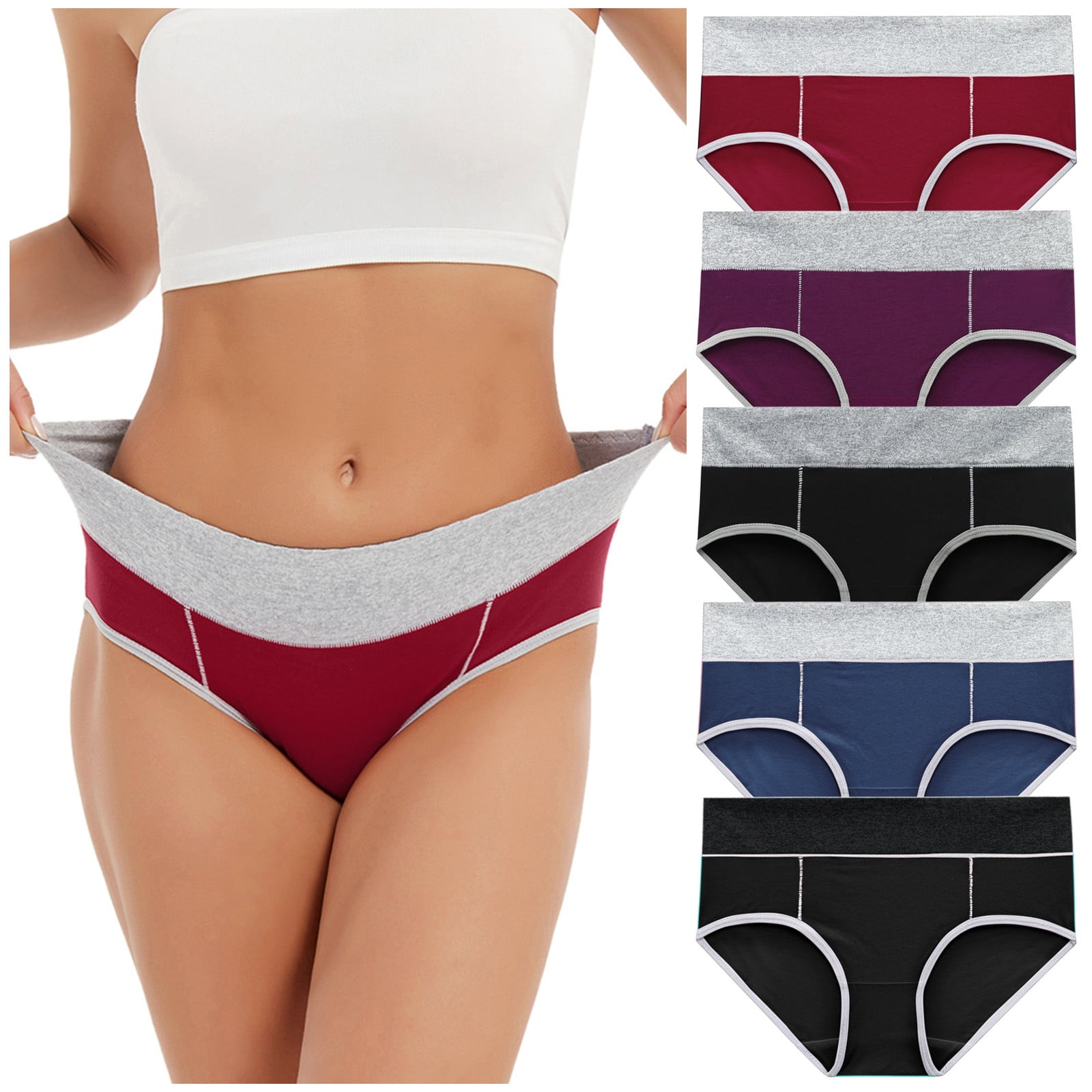 Summer Savings Clearance 5 Packs Women Underwear Sexy Breathable Hipster Panties Stretch ...