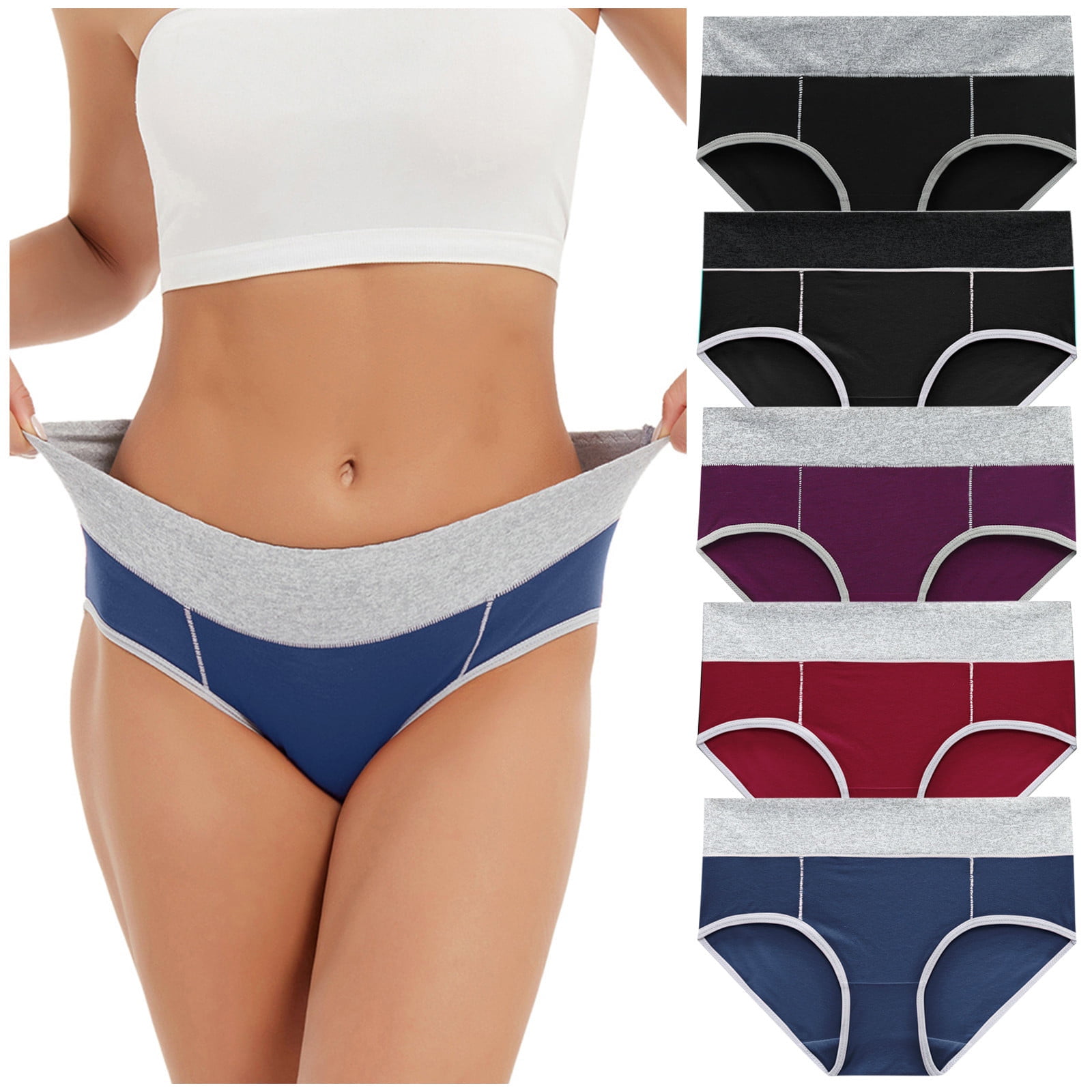 Summer Savings Clearance 5 Packs Women Underwear Sexy Breathable Hipster Panties Stretch ...
