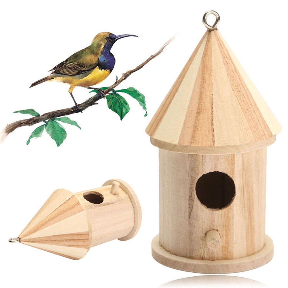 5 Packs Wooden Bird House for Garden Outdoor Hanging Birdhouse with ...