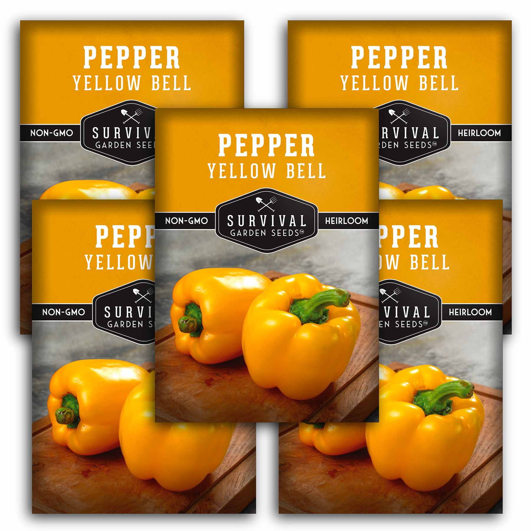 5 Packs Yellow Bell Pepper Seed - Non-GMO Heirloom Annual Full Sun ...