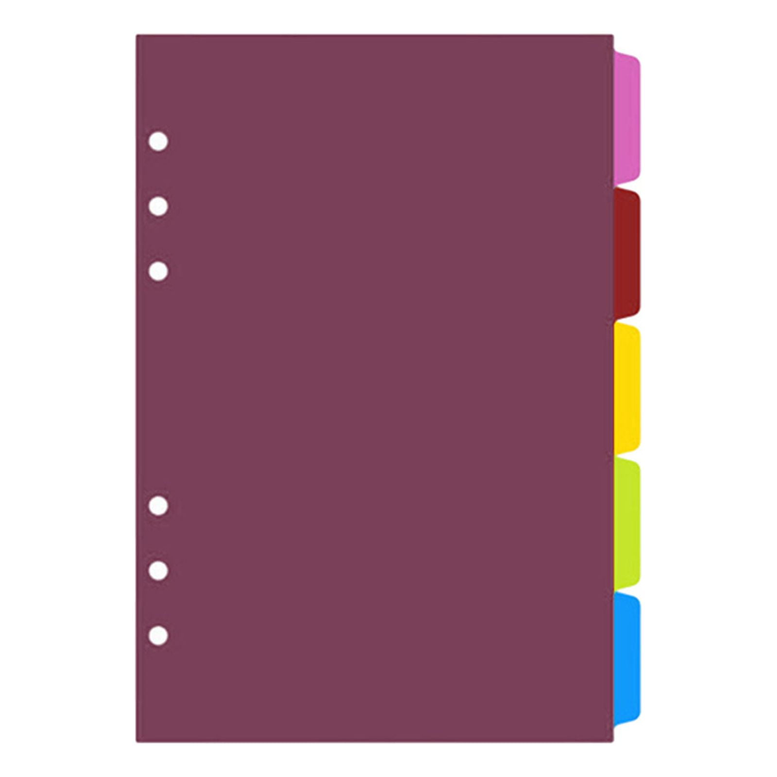 5 Pages A6 Loose Leaf Binder Index Separator Colorful 6 Hole Page ...