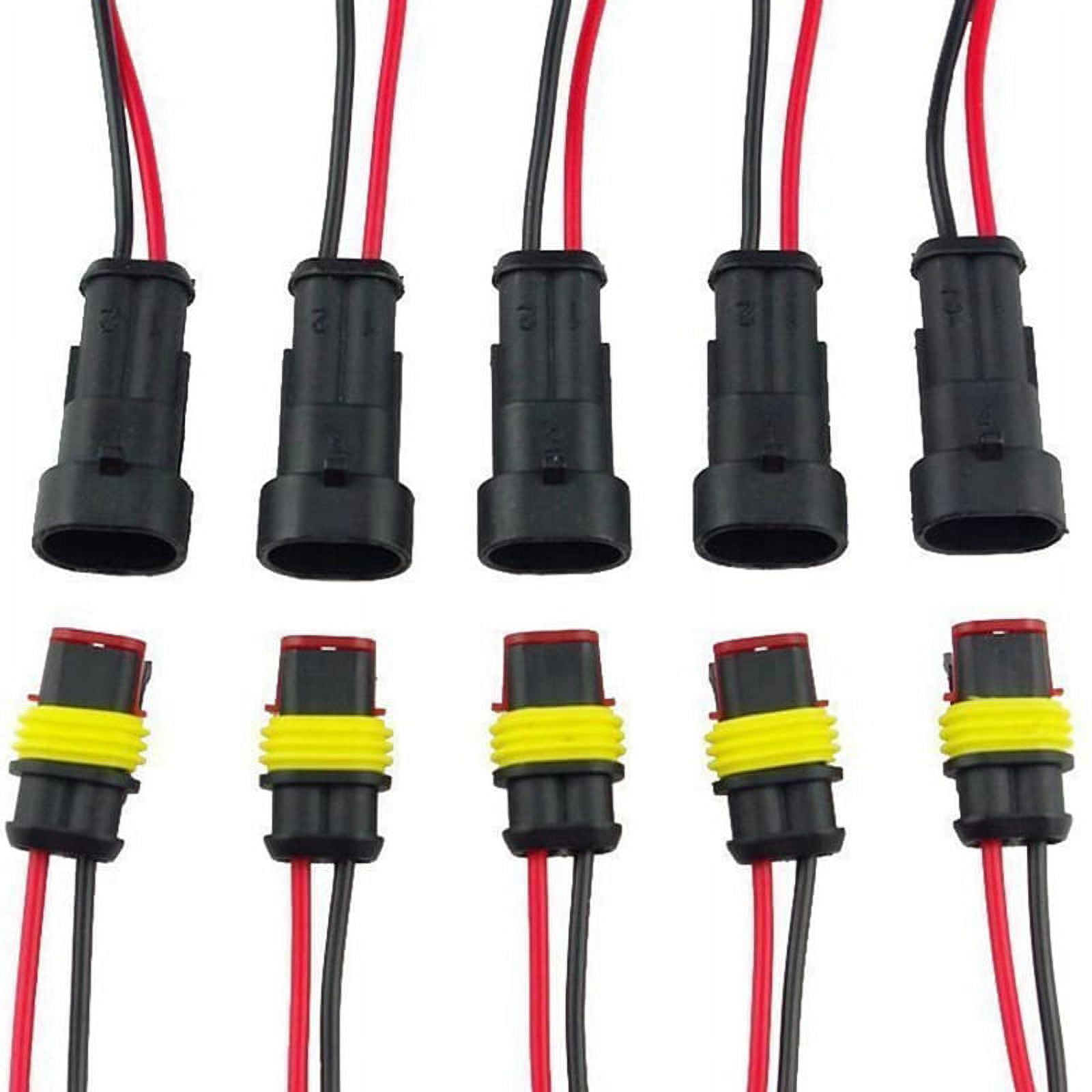 5 Pair 2 Pin Way Waterproof Electrical Wire Connector Plug Set Car ...