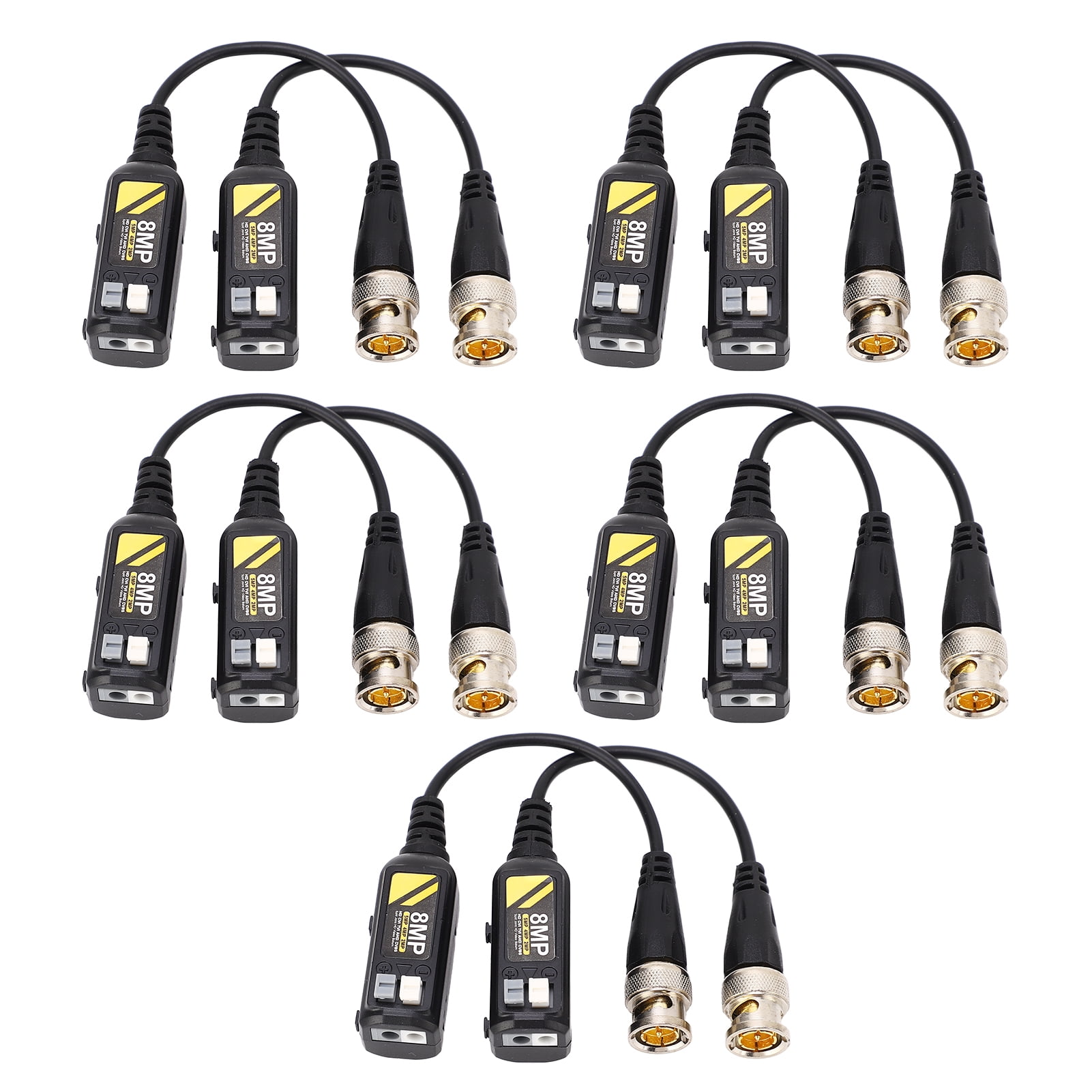 5 Pair 8MP BNC Video Balun Connector Low Loss Transmission Lightning Protection Balun Twisted ...