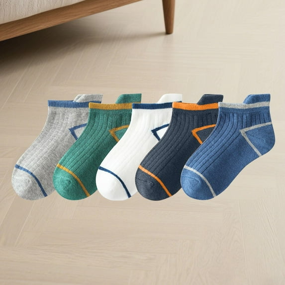 5 Pair Children Sport Ankle Socks Boys Girls Athletic Casual Breathable ...
