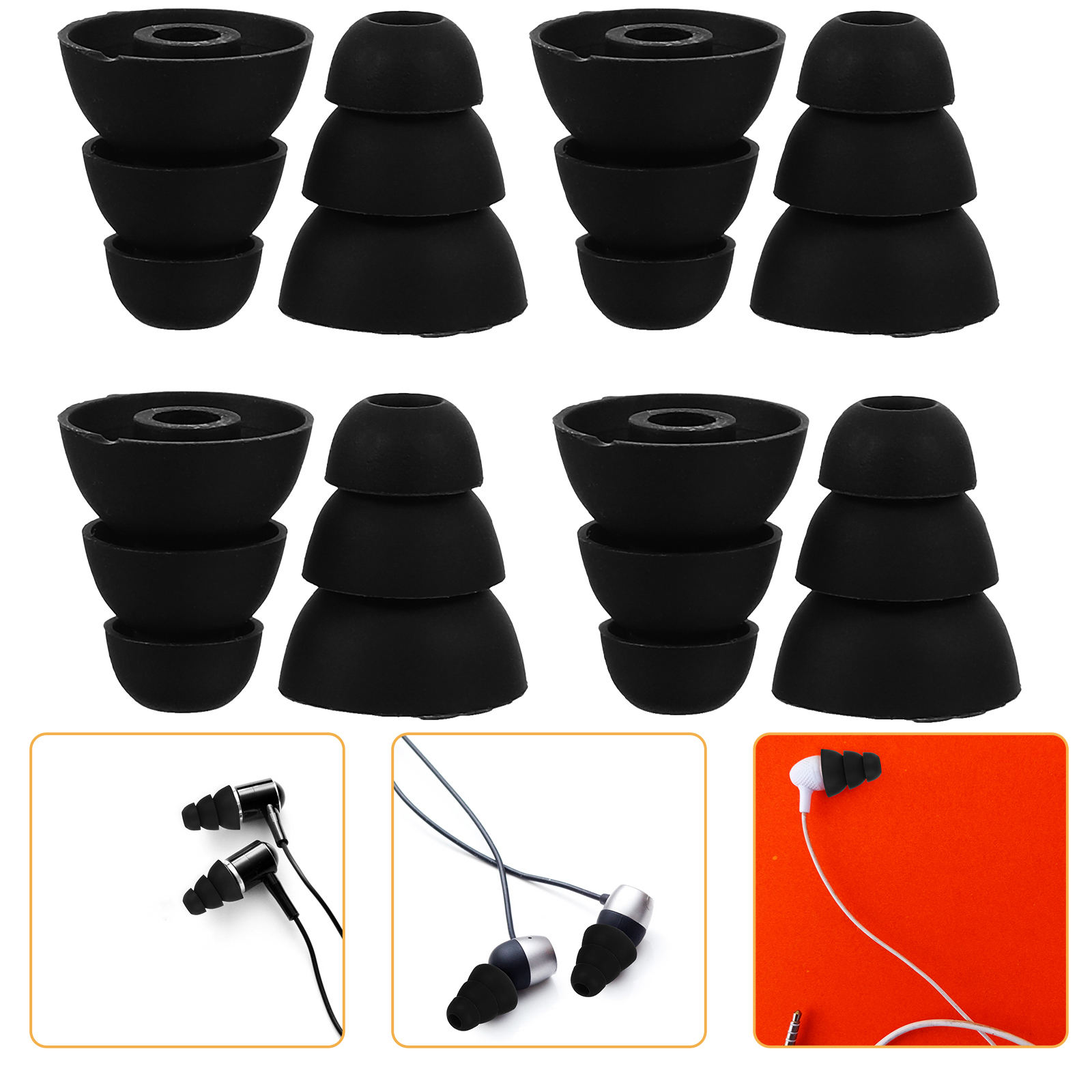 5 Pair Earbud Caps Silicone Earpads Running Headphones Earplugs ...