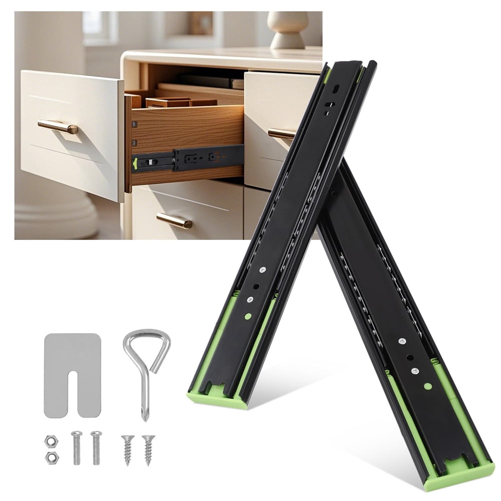 5 Pair Full Extension Drawer Slides Rails, 12/14/16 Inch Drawer Slides ...