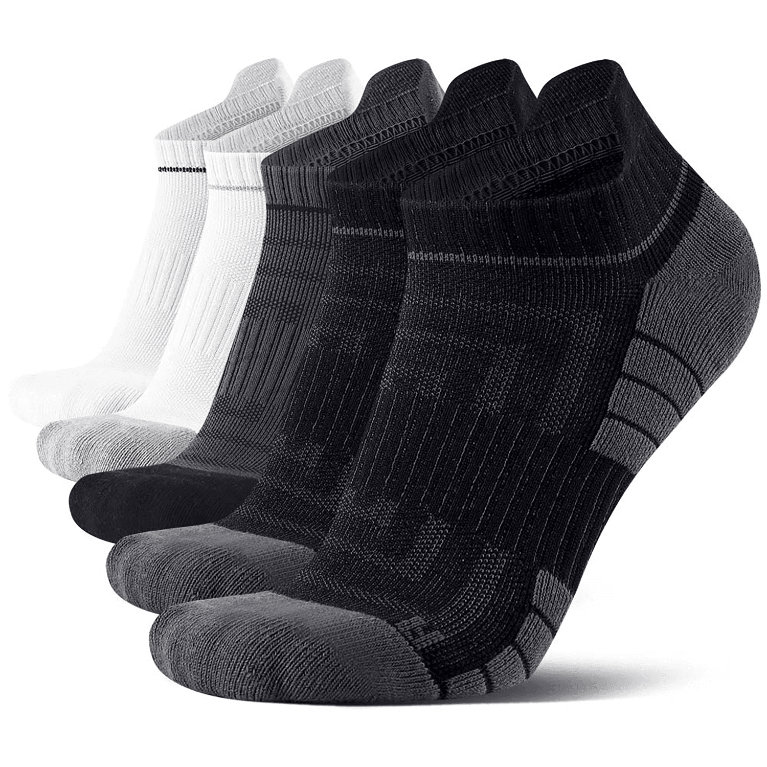 5-Pair Men's Performance Ankle Socks: Moisture-Wicking & Arch Support ...