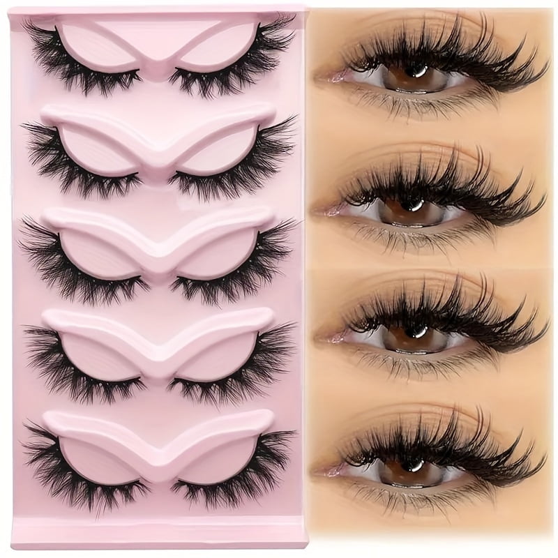 5 Pair/Pack - Luxurious Fluffy Cat Eye Lashes - Fox Eye Angel Faux Mink ...