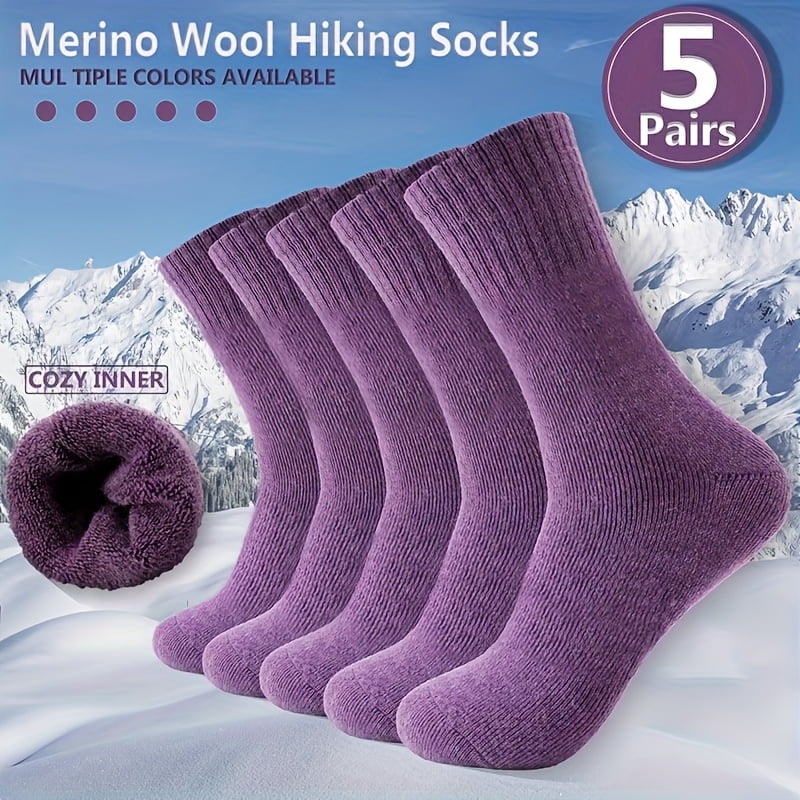 5-Pair Pack Women's Thick Warm Winter Hiking Socks - Cold-weather ...