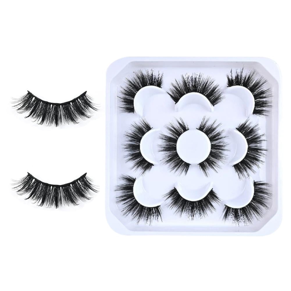 5-Pair Self-Adhesive Volumizing False Eyelashes Natural One-Piece ...