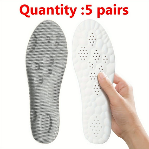 5-Pair Unisex Soft Shoe Insoles - Lightweight Breathable Cushioning for ...