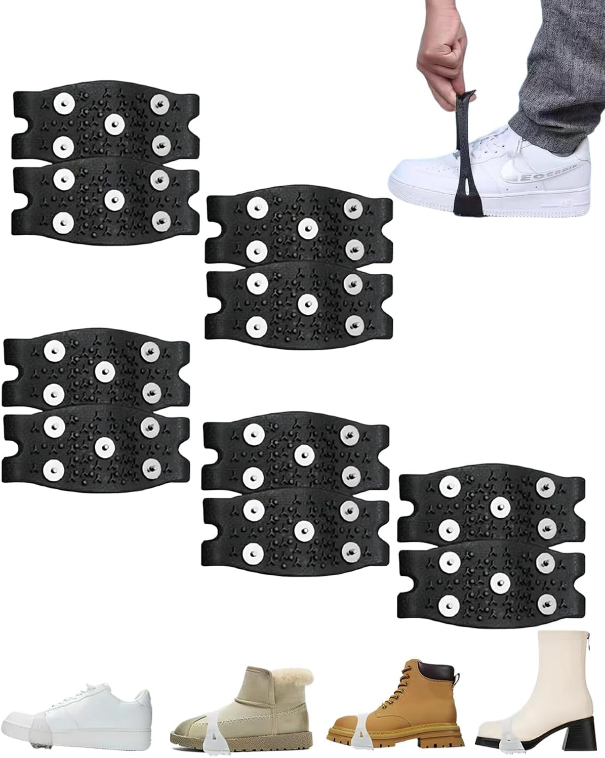5 Pair Universal 5-Tooth Ice Cleats for Shoes & Boots, Best Ice Cleats ...