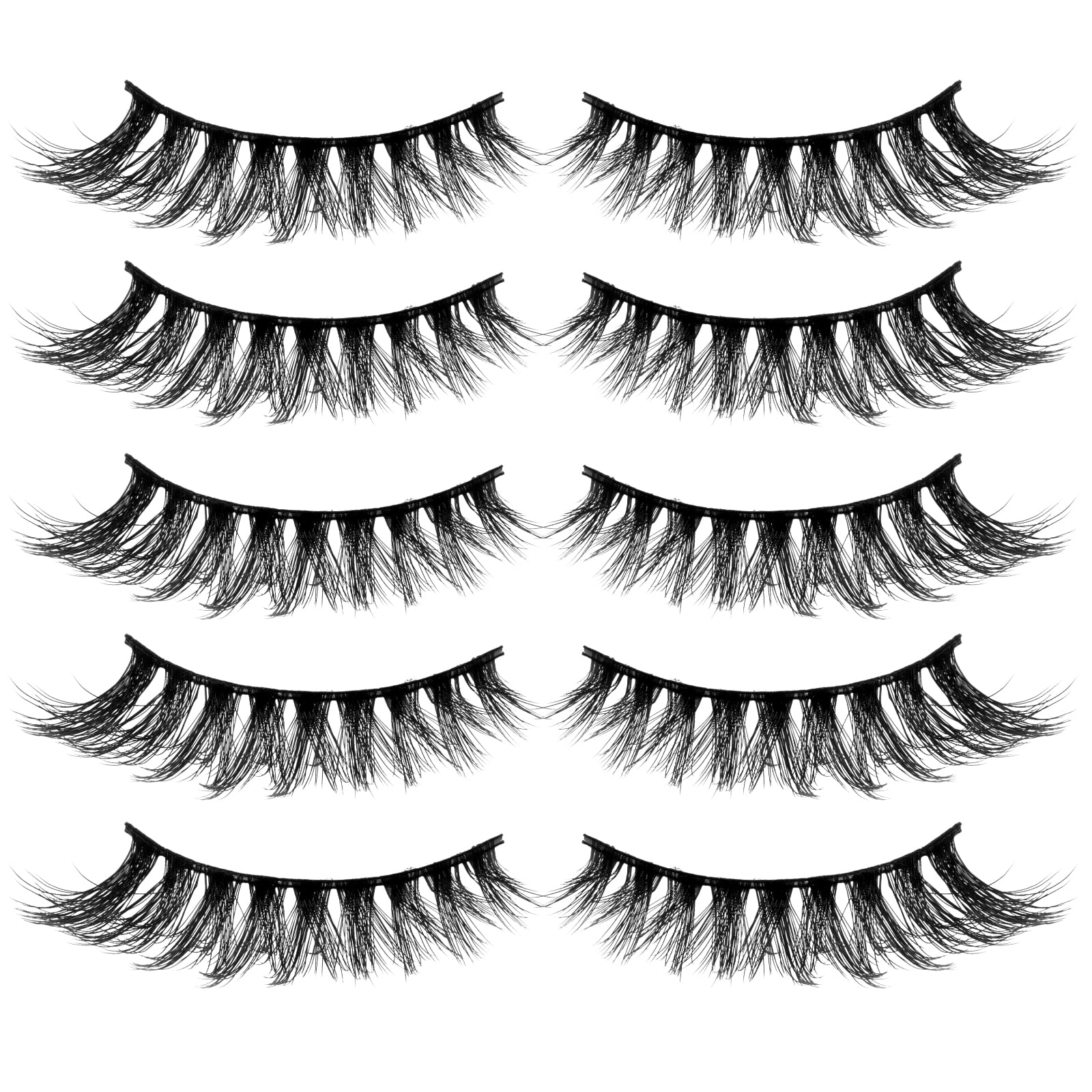 5 Pair of Black 3D Fiber False Eyelashes European And American Thick ...
