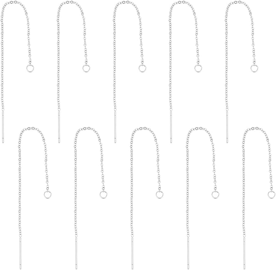 5 Pairs 1mm Threader Earrings Thread Dangling Threaded Long Chain ...