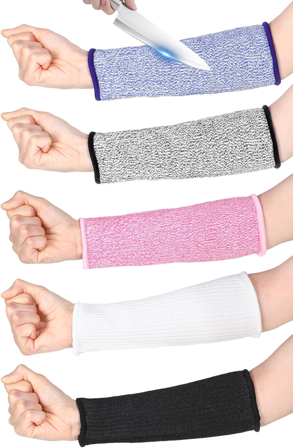 5 Pairs (21cm/8.26Inch) Cut Resistant Sleeves Forearm Protection ...