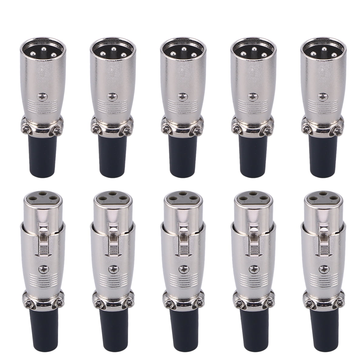 5 Pairs 3 Pin XLR Connectors Male and Female Microphone Mic Cable Plug ...