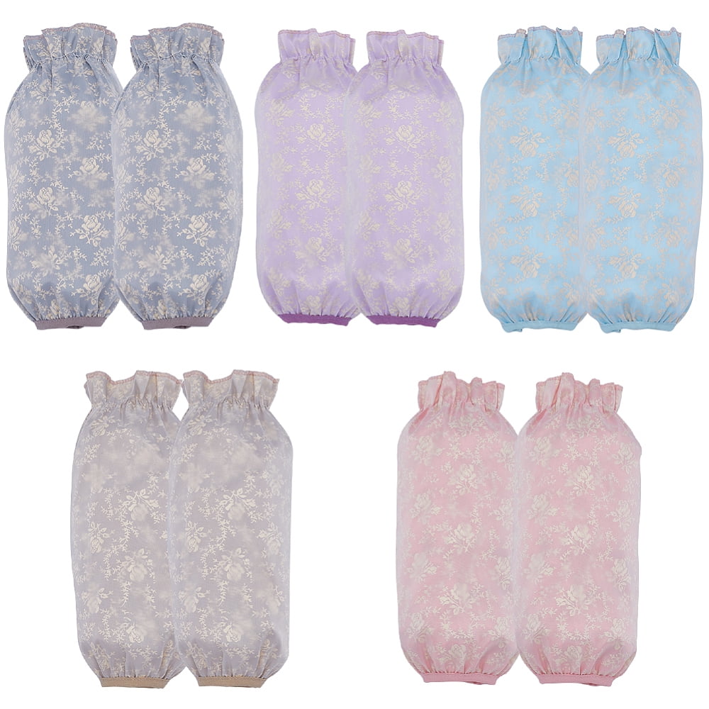 5 Pairs 5 Colors Flower Pattern Washable Polyester Oversleeves for ...