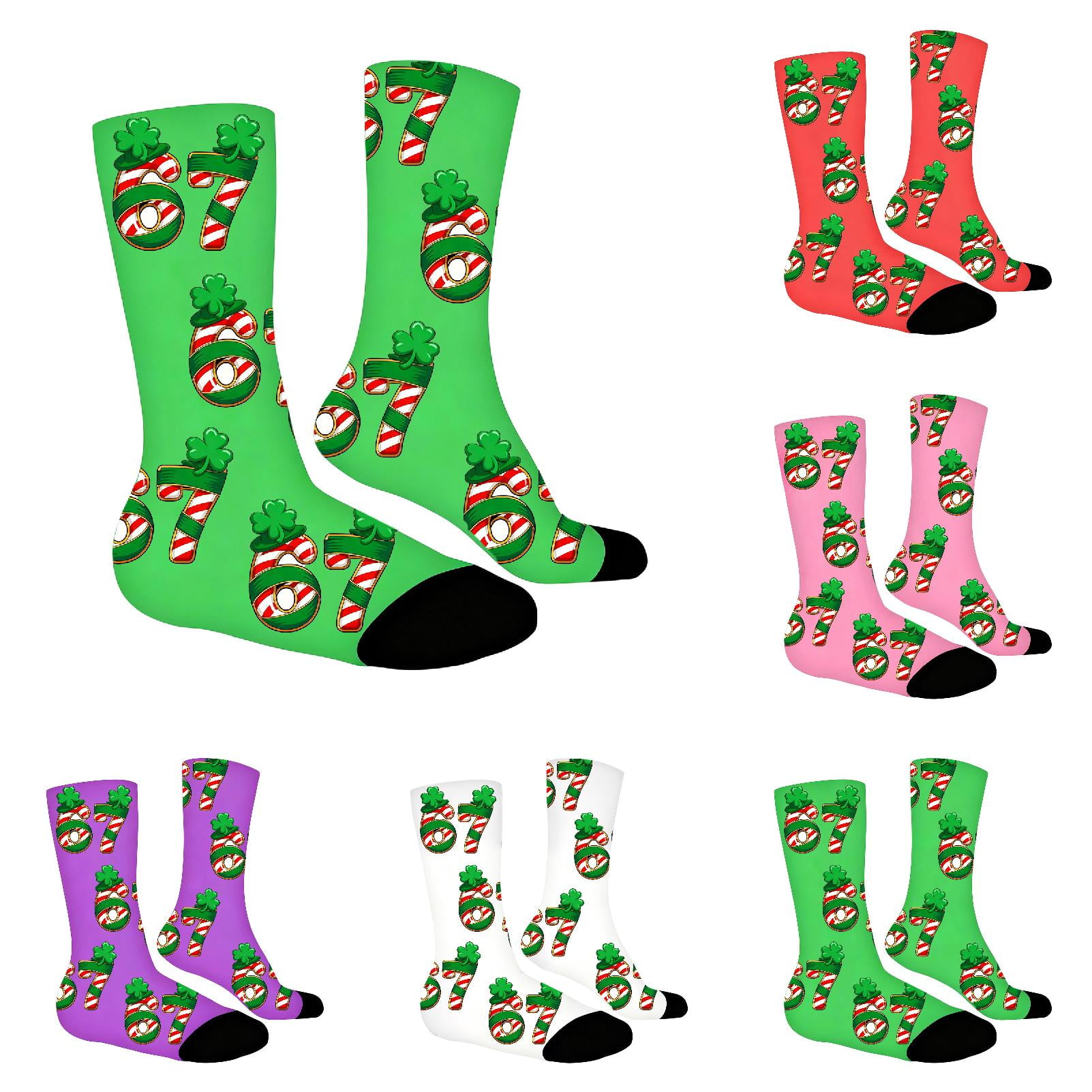5 Pairs 67 Six Seven 6 7 Meme Design Funny Half Calf Sock for Her ...