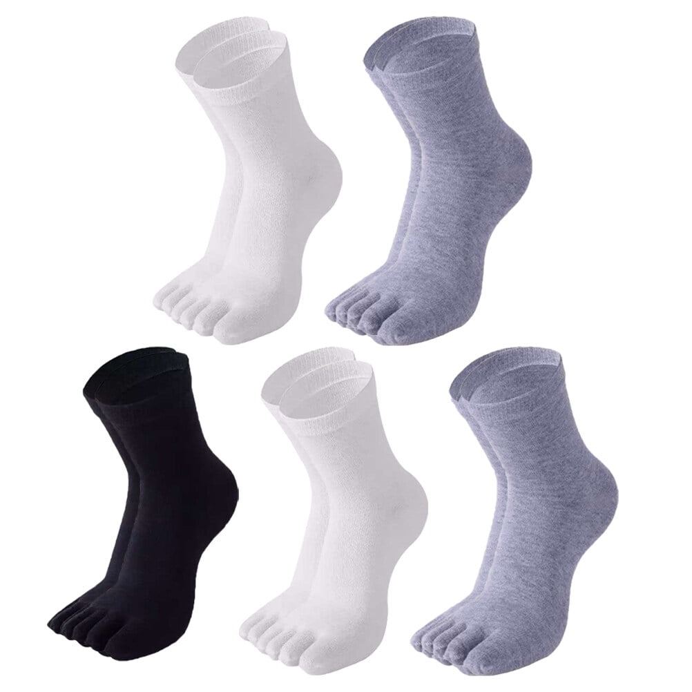 5 Pairs Absorbent Sweat Five-Finger Toe Sock Men Cotton Sports Running ...