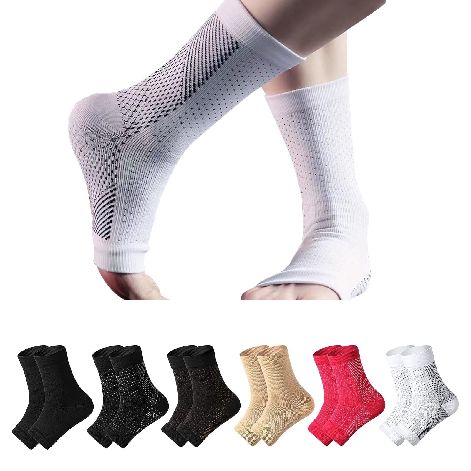 5 Pairs Ankle Brace Compression Sleeves - 8-21 mmhg Open Toe ...