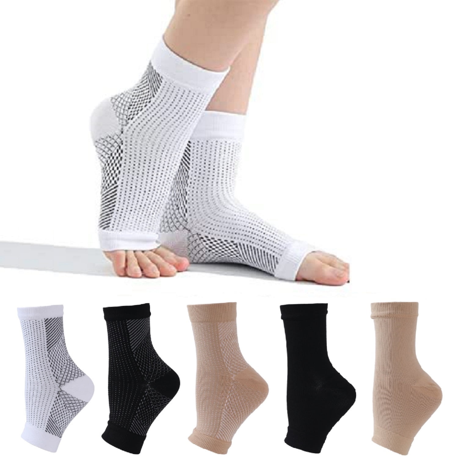 5 Pairs Ankle Compression Socks for Men and Women, Ankle Brace Socks ...