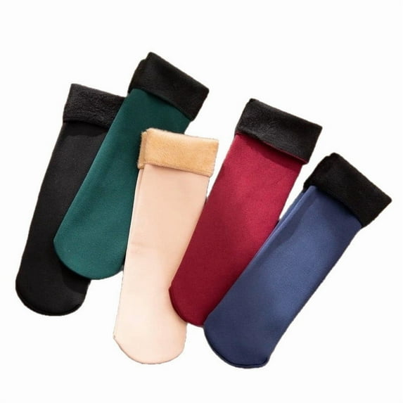 5 Pairs Autumn Winter Socks for Women, Thickened Fleece Lined Cold ...