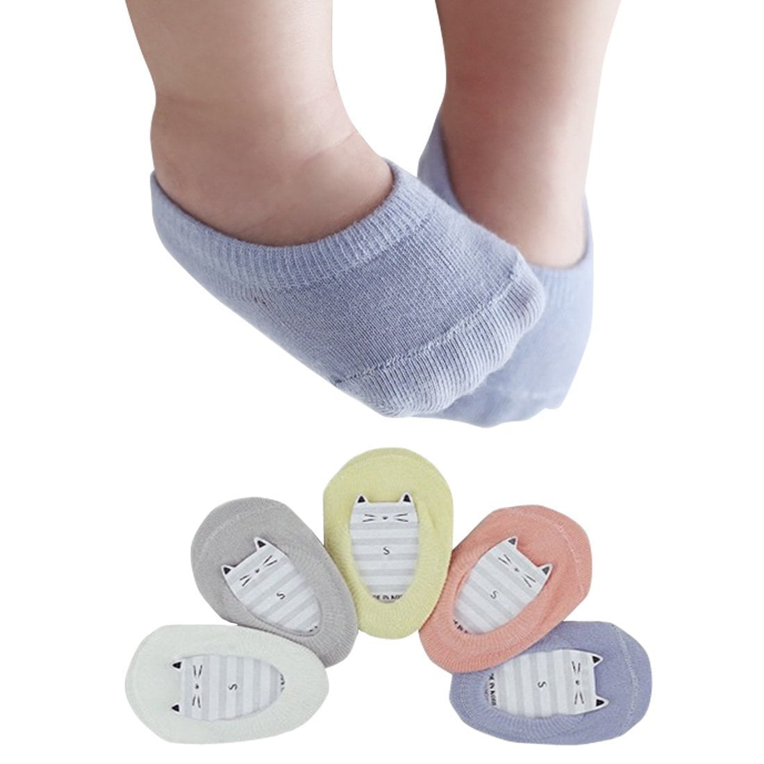 MINKUROW 5 Pairs Baby Girl Boy No Show Socks Non-Skip Socks for Infants ...
