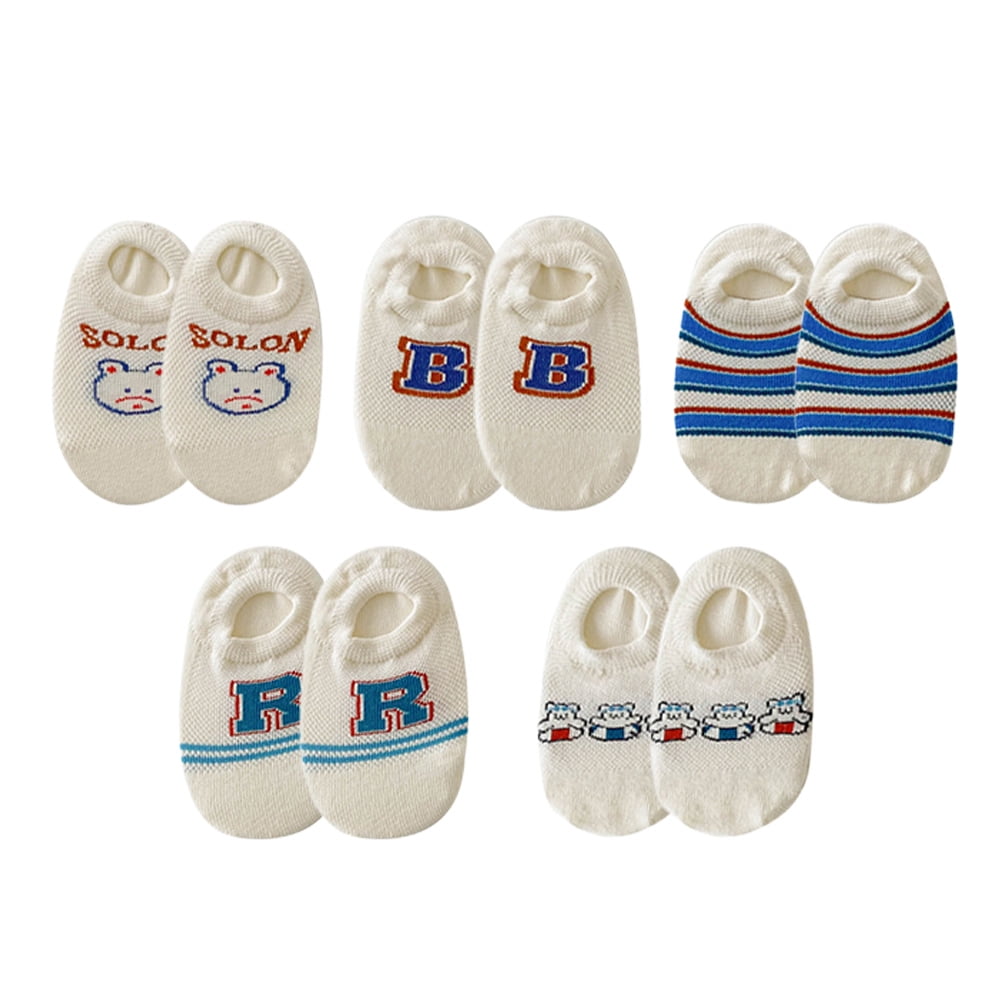 5 Pairs Baby Toddler cute fashion cotton Breathable mesh Invisible Boat ...