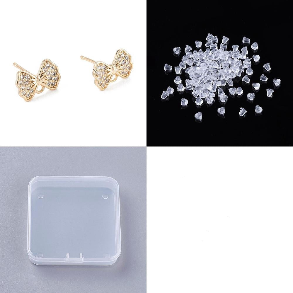5 Pairs Bowknot Brass Micro Pave Clear Cubic Zirconia Stud Earring ...