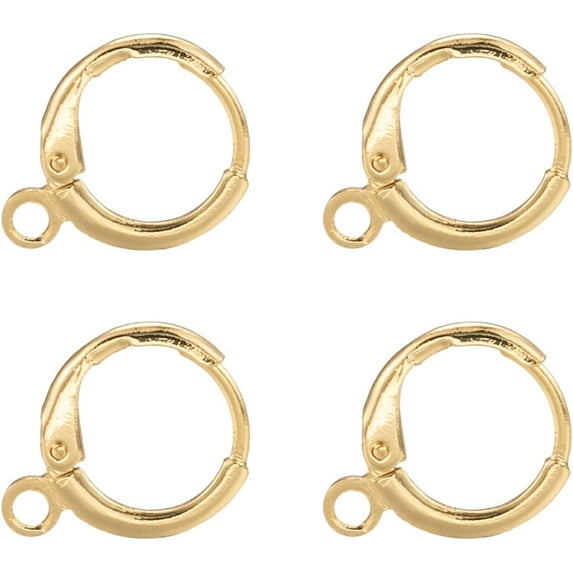 5 Pairs Brass Huggie Hoop Earring Findings 18K Gold Plated Round ...