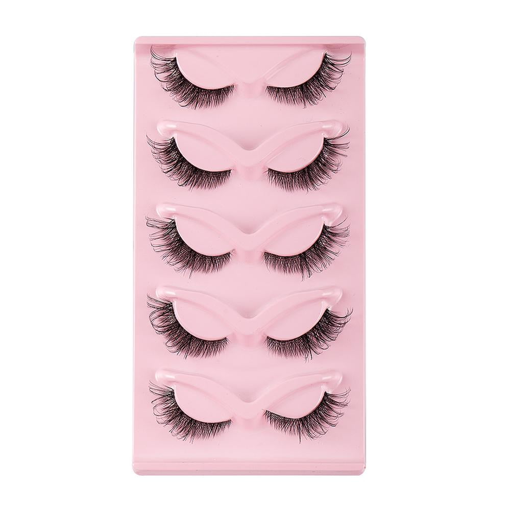 5 Pairs Cat Eye Lashes Faux #Mink# Eyelashes Clear Band Lashes Natural ...