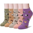 5 Pairs Cat Socks - Cute Cotton Novelty Funny Animal Fun Ankle Socks ...