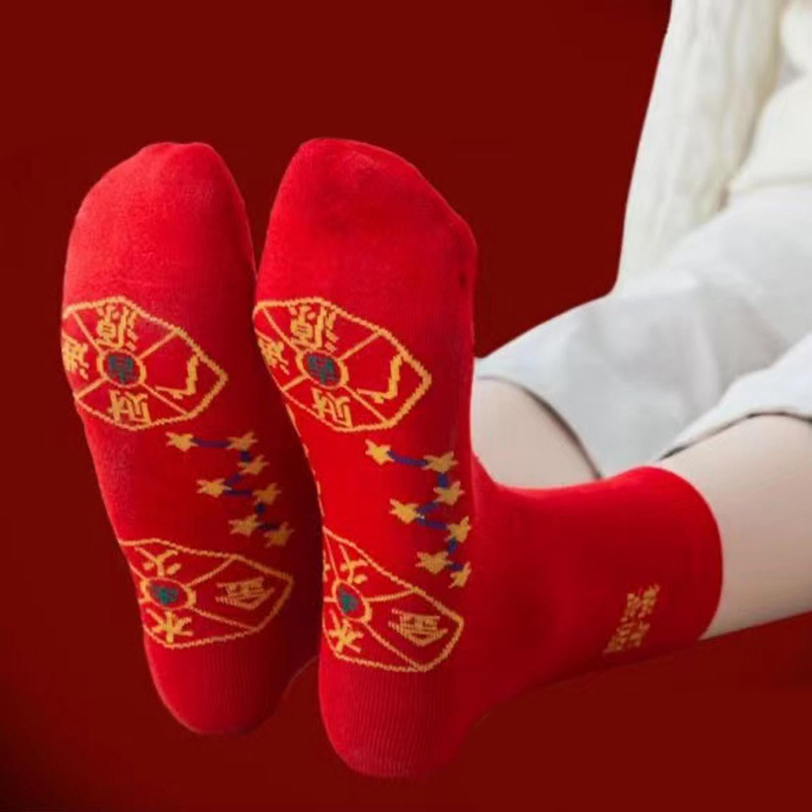 5 Pairs Chinese New Year Red Socks Warm Winter Soft Breathable with ...