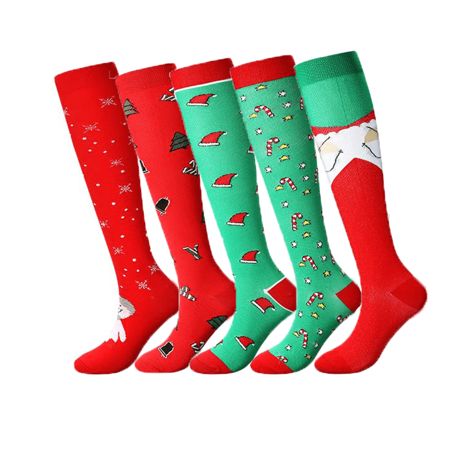 5 Pairs Christmas Copper Compression Socks for Women & Men Circulation ...