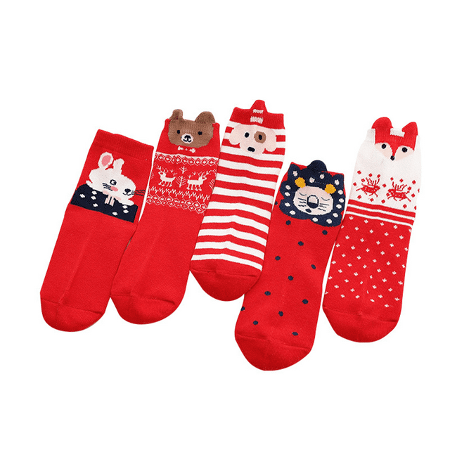 5 Pairs Christmas Socks for Kids Baby Santa Claus Socks Xmas Socks for ...