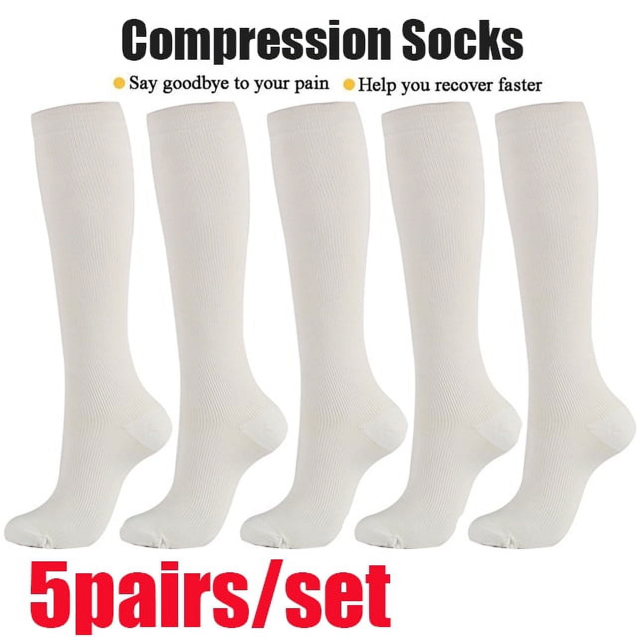 5 Pairs Sport Compression Socks Men & Women, 20-30 mmHg Graduated Knee ...