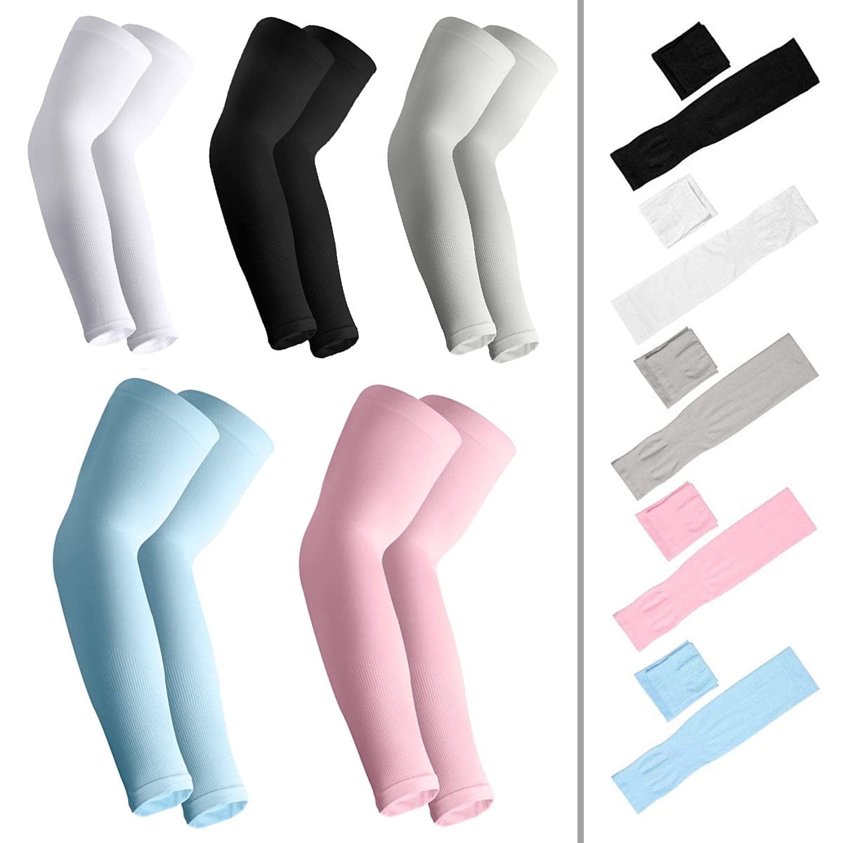 5 Pairs Protective Athletic UV Sunscreen Sleeves, Long Arm Protector ...