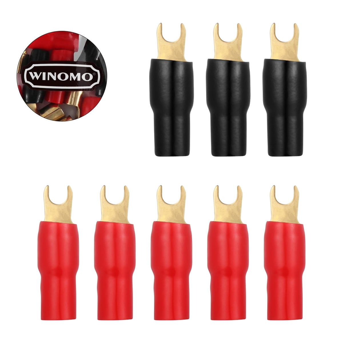 Crimp Connectors 5 Pairs Gold Plated Copper 4GA Terminal Spade Fork ...