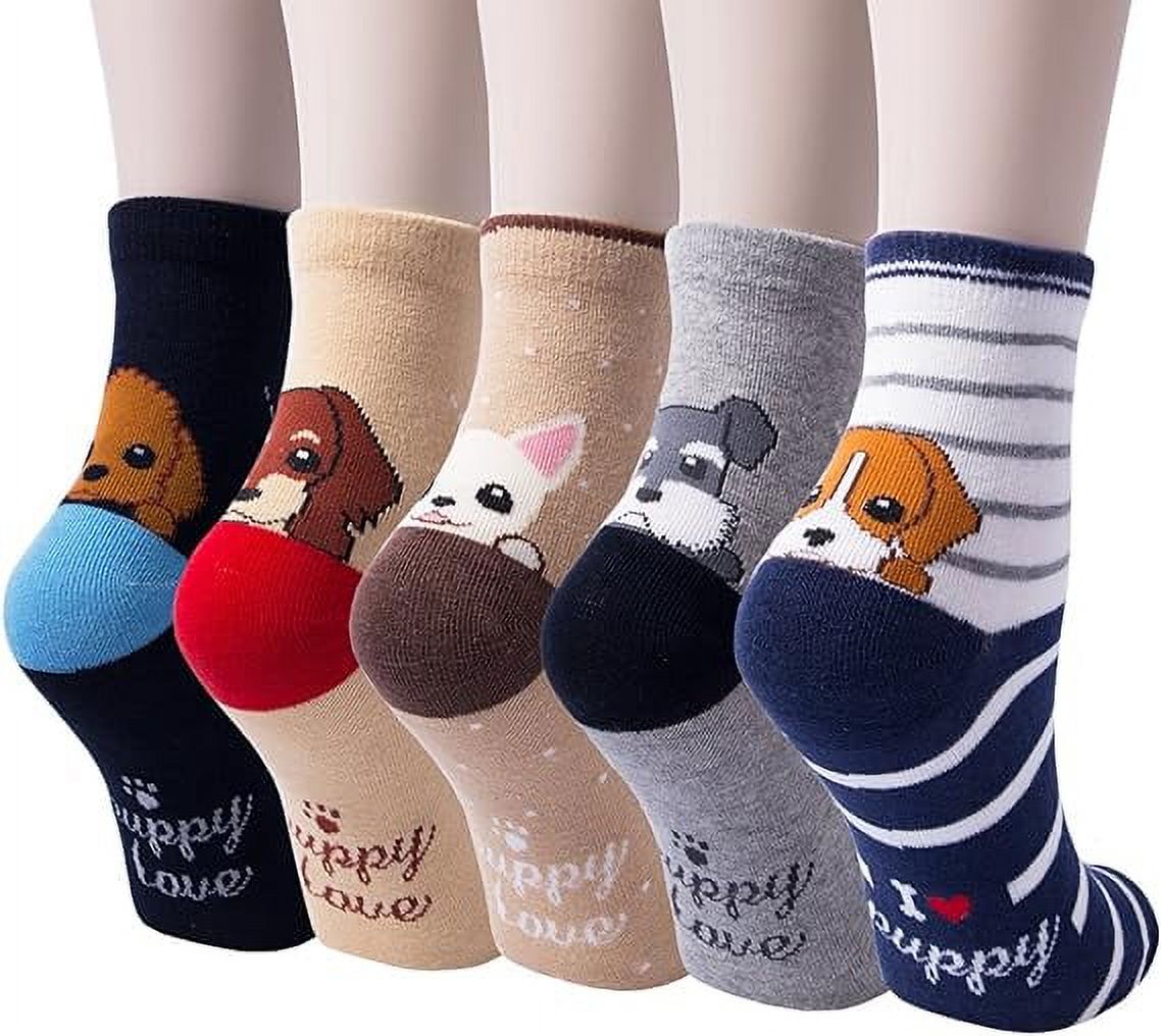 5 Pairs Cute Animal Socks for Women, Funny Dog Socks and Cool Cotton ...