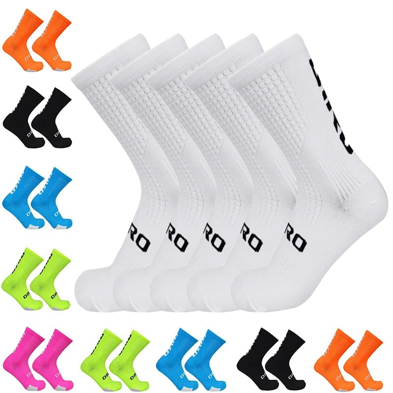 5 Pairs Cycling Socks Men Sport Biking Socks Sweat Absorbent Breathable ...
