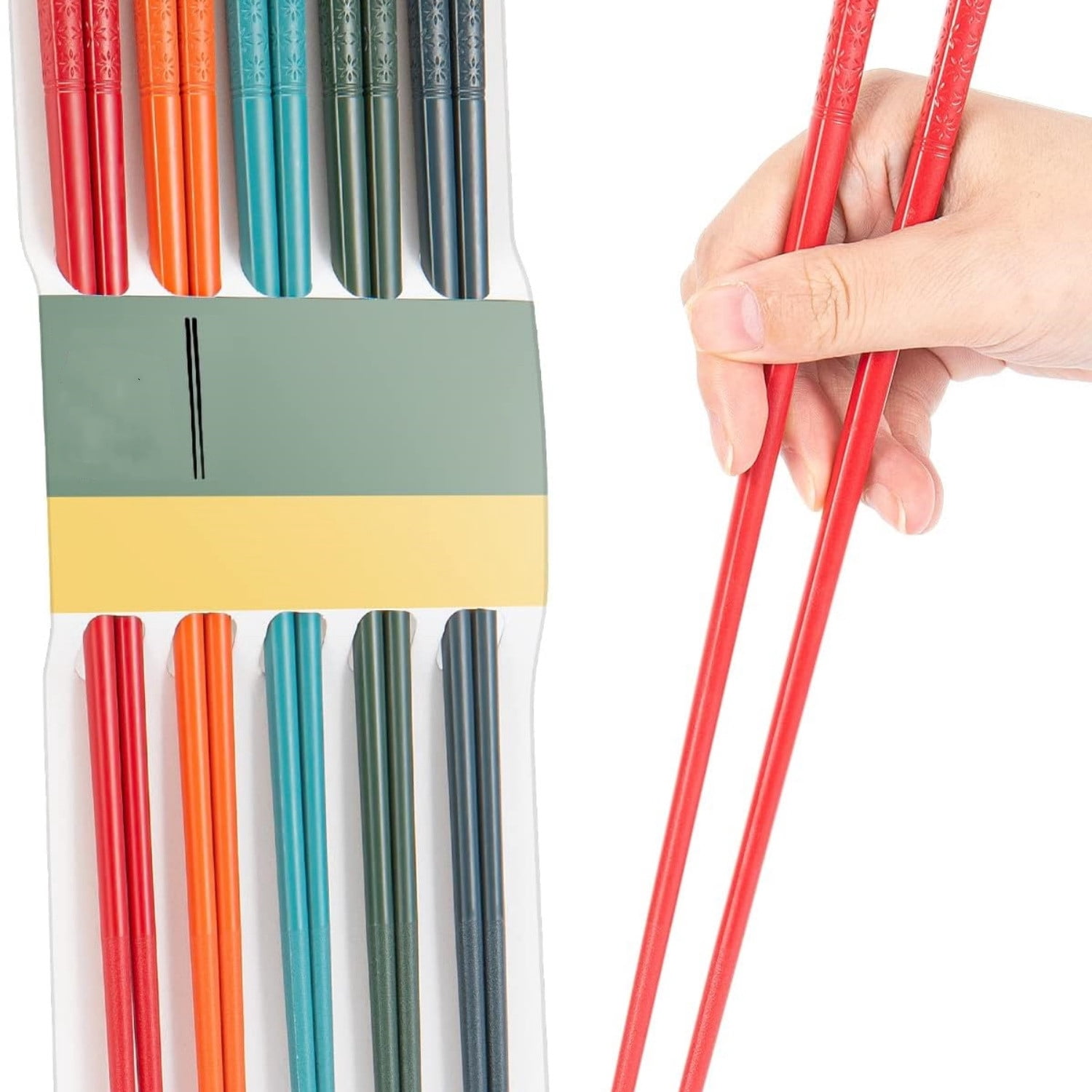5 Pairs Dishwasher Safe Fiberglass Chopsticks Set,9.5 Inch Reusable ...
