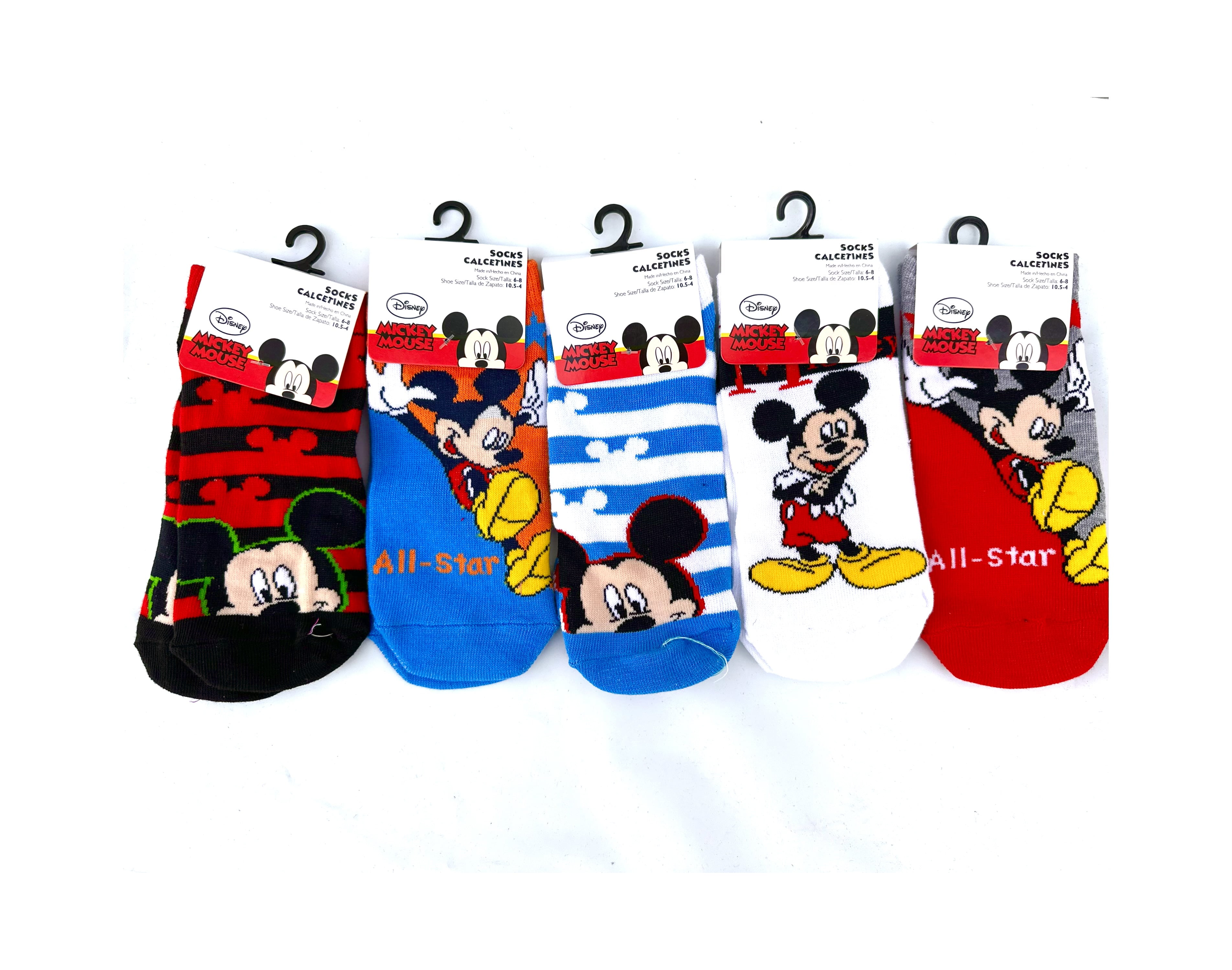 5 Pairs Fun Character Disney Mickey Mouse Socks (Size 6-8) - Walmart.com