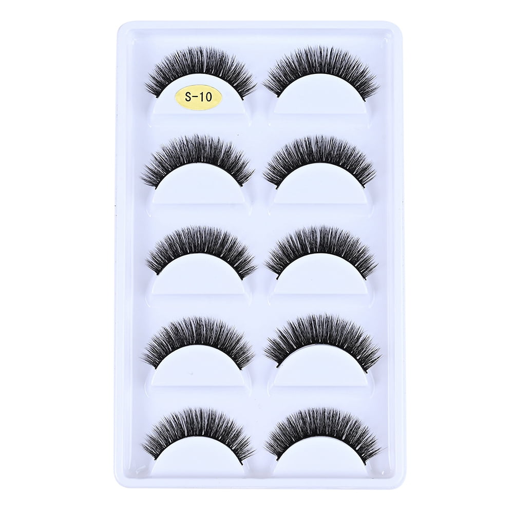 5 Pairs False Eyelash Natural Eyelash Extension Curly False Lashes ...