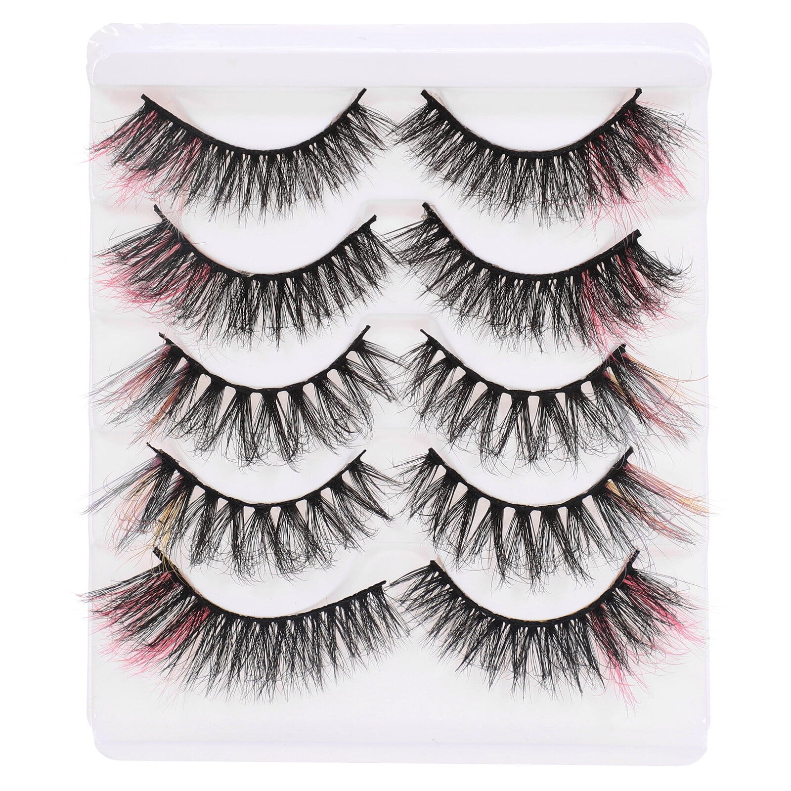 5 Pairs Fluffy Colored Lashes Faux Eyelashes Halloween Cosplay Festival ...