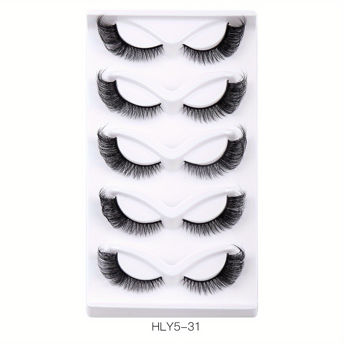 5 Pairs Fox Eye False Eyelashes Set, Natural Full Volume, Faux Mink Cat ...