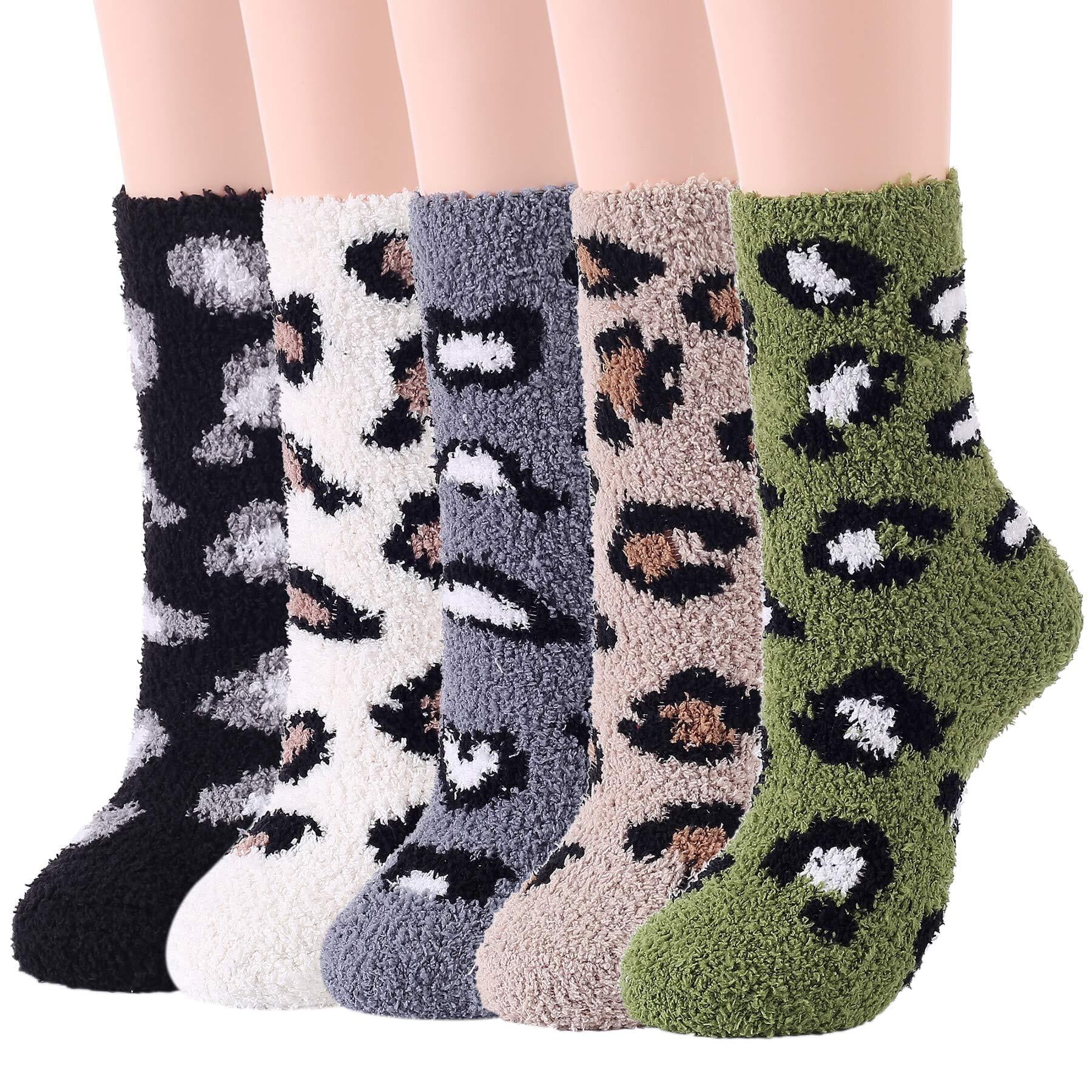 5 Pairs Fuzzy Socks for Women Soft Cozy Winter Warm Socks Fluffy Socks ...